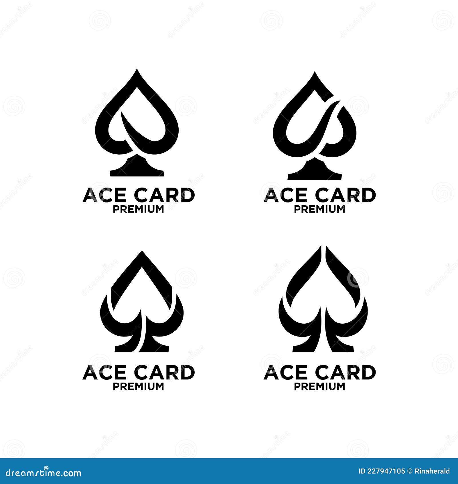 Set Collection Premium Ace Card Black Vector Logo Icon Design Stock ...
