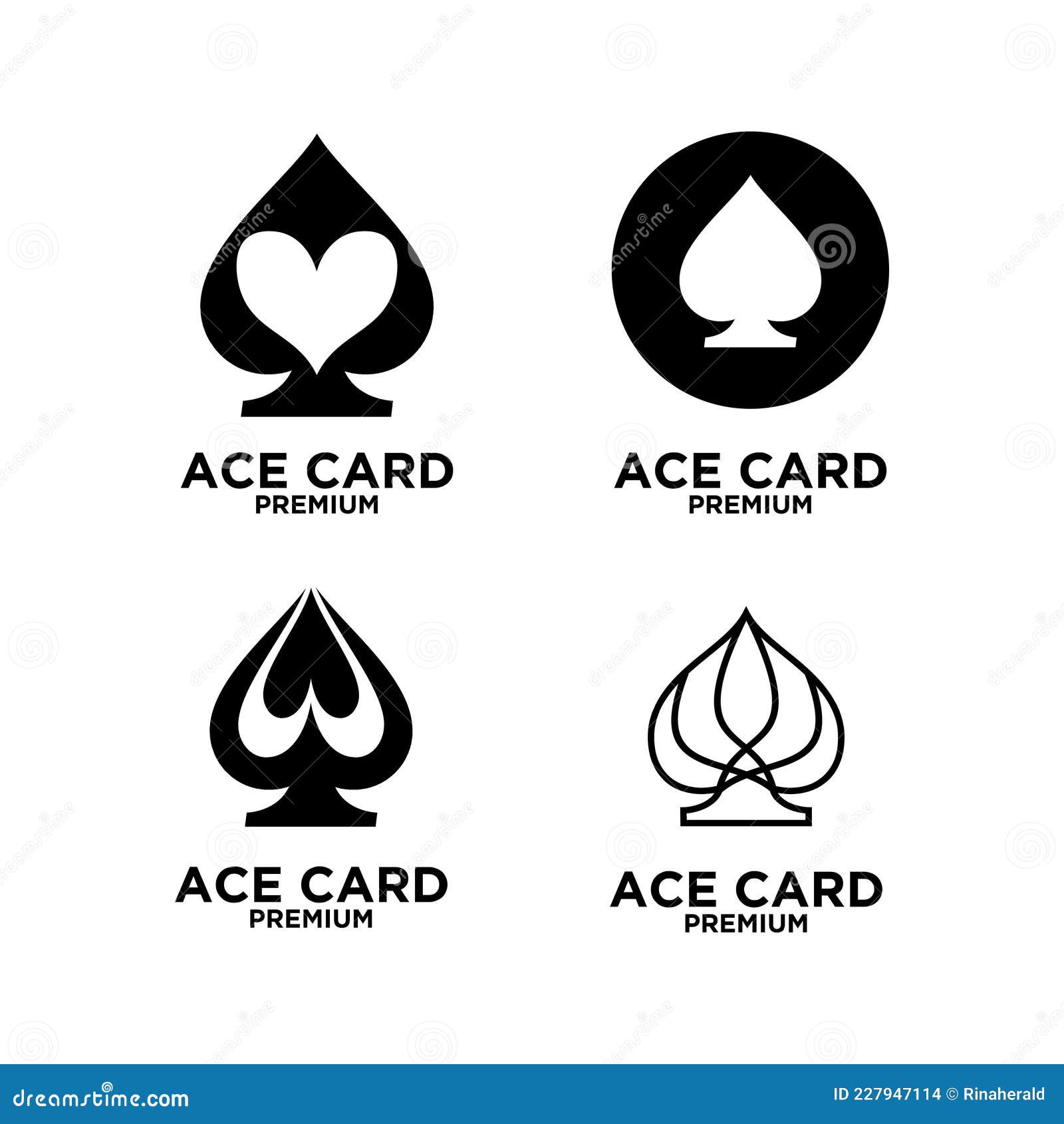 Set Collection Premium Ace Card Black Vector Logo Icon Design Stock ...
