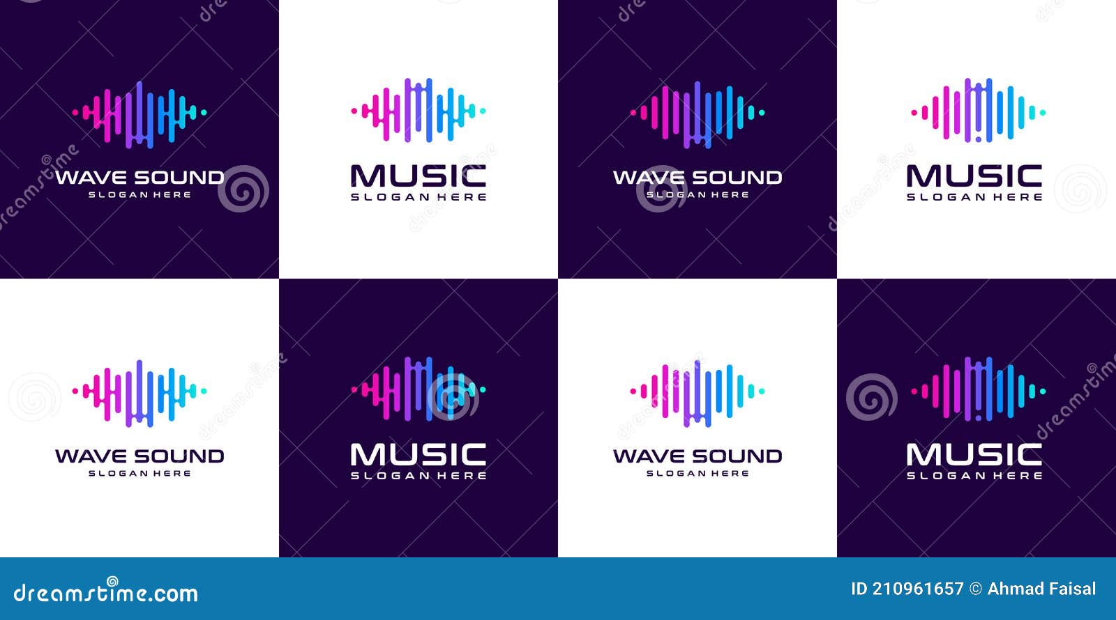 Set of Collection Pulse Music Equalizer Logo. Electronic Audio Icon ...