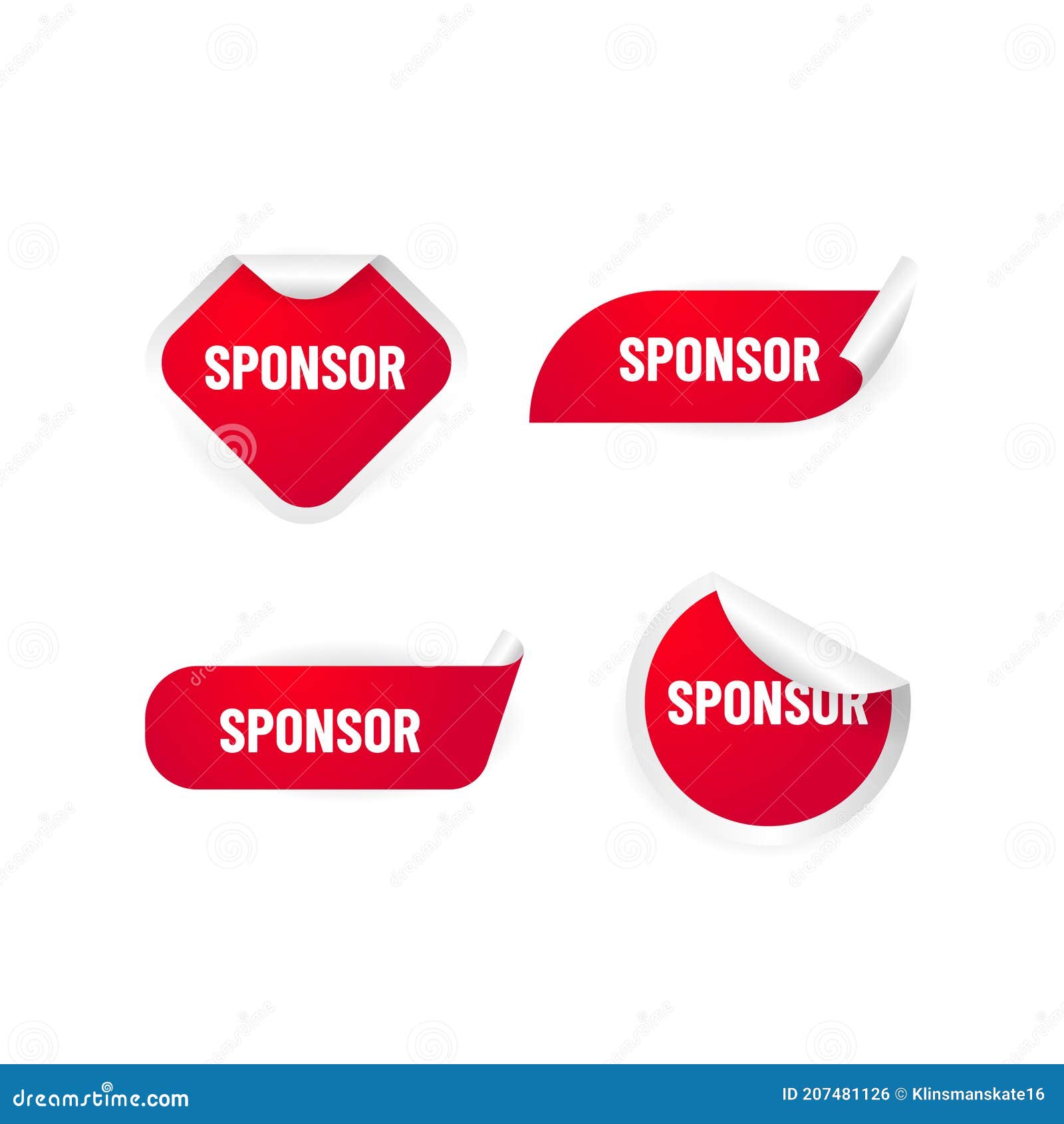 Set of Collection Red and White Sponsor Stickers Design Vector Stock ...
