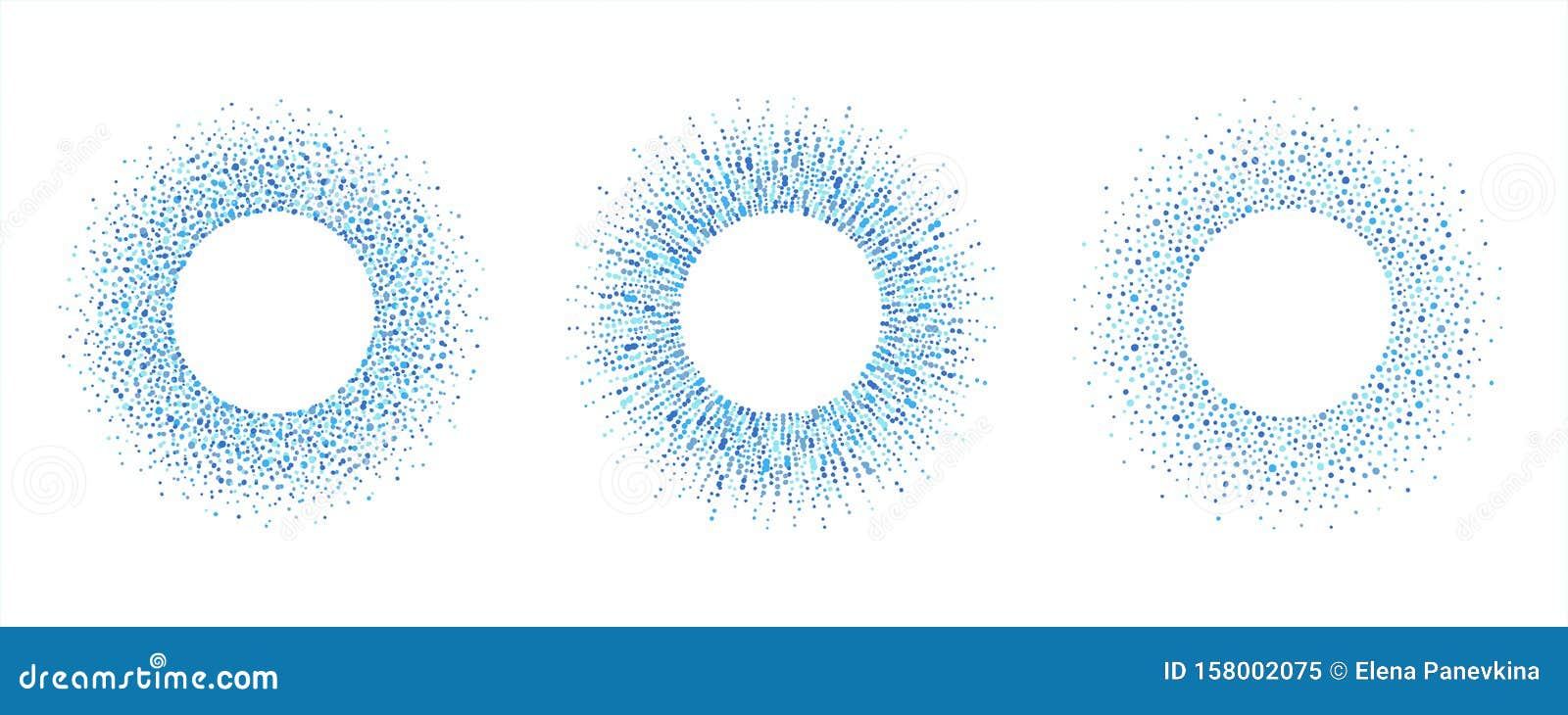 Collection of Blue Round Dot Frames, Circles, Ring Shapes Stock Vector ...