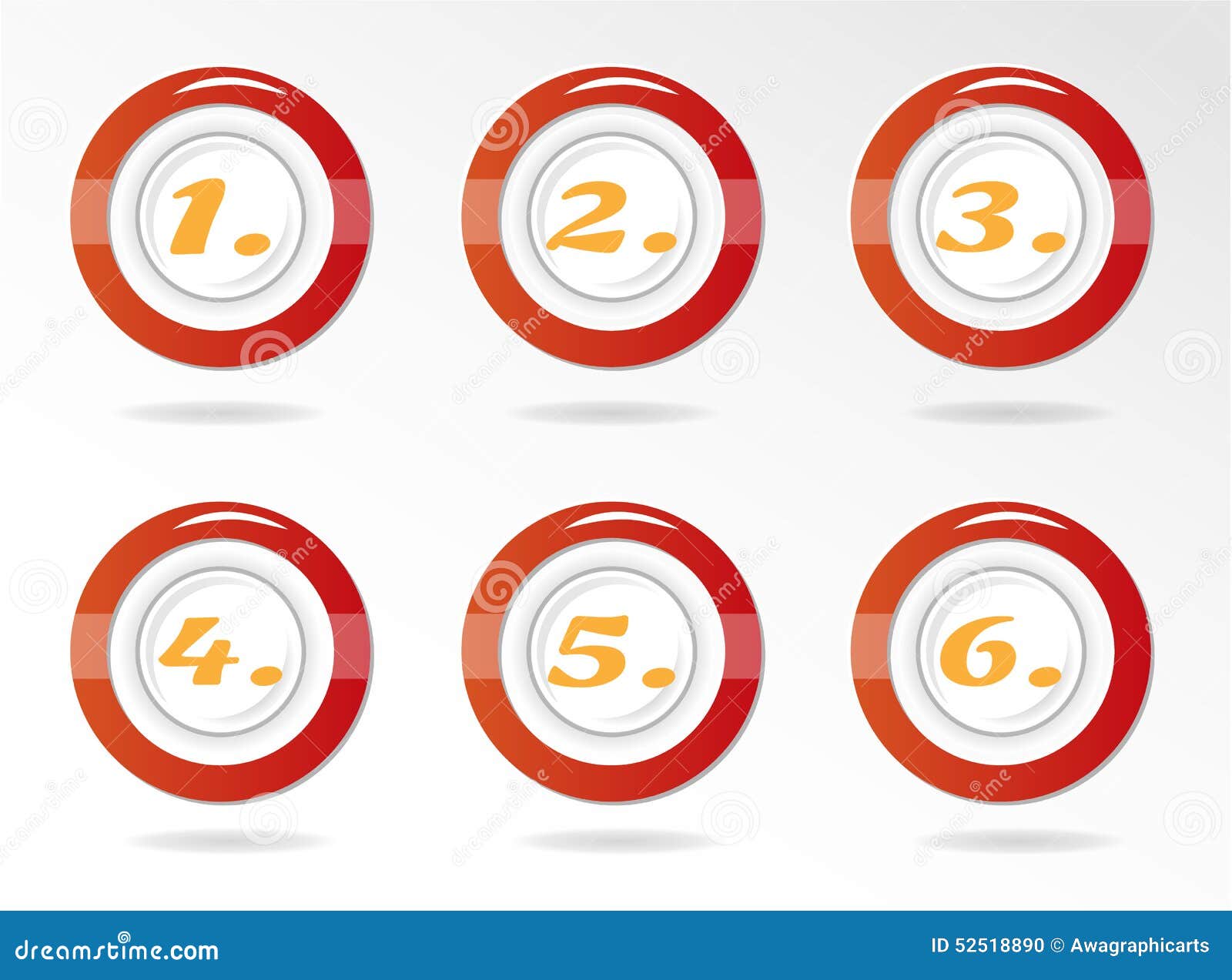 Set, Collection of Six, Isolated, Round, Red Stock Vector ...