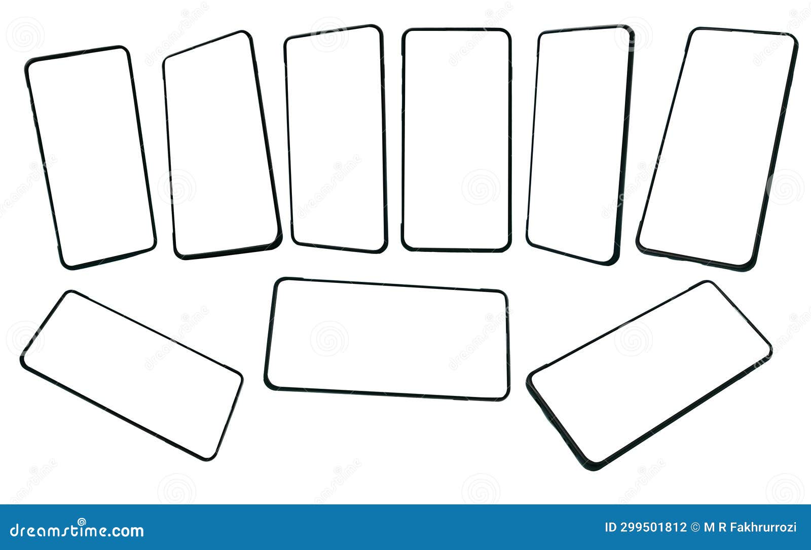 Set Collection of Smart Phone Mock Up, Empty Blank Gadget Device Screen ...