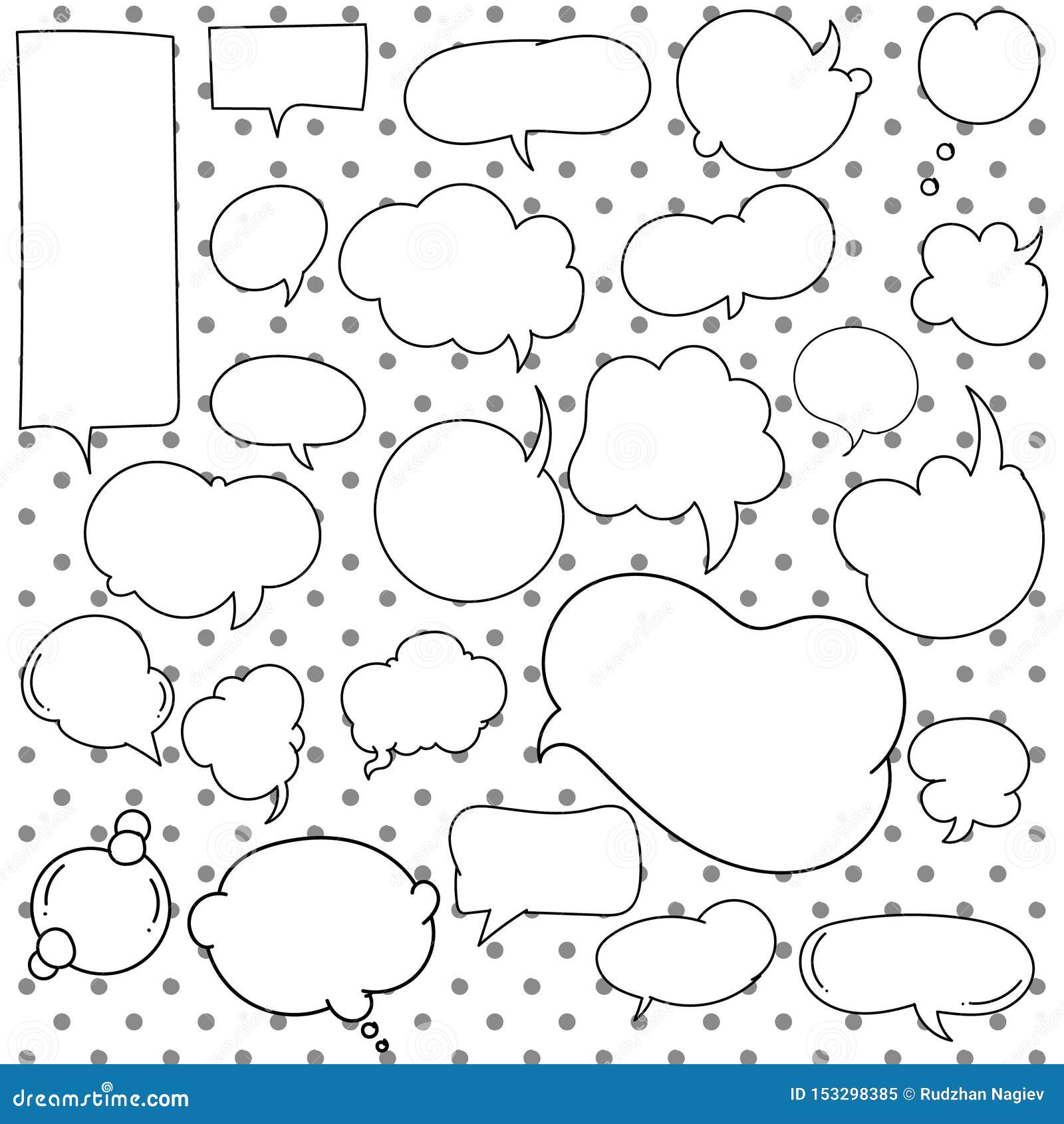 Set, Collection of Speech and Think Cartoon Bubbles. Different Empty ...