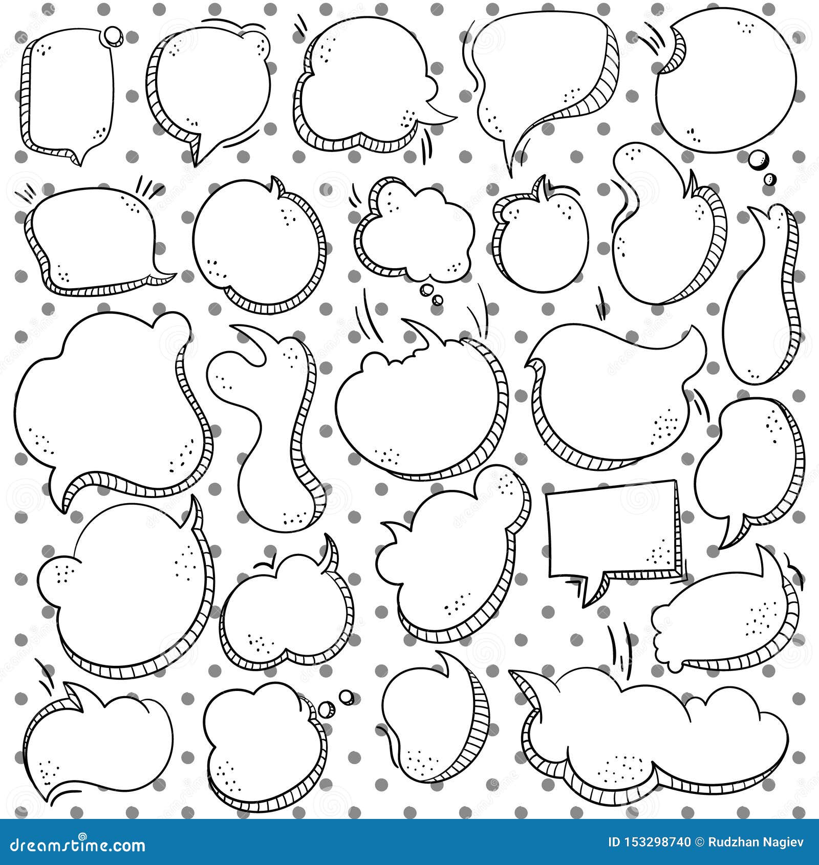 Set, Collection of Speech and Think Cartoon Bubbles. Different Empty ...