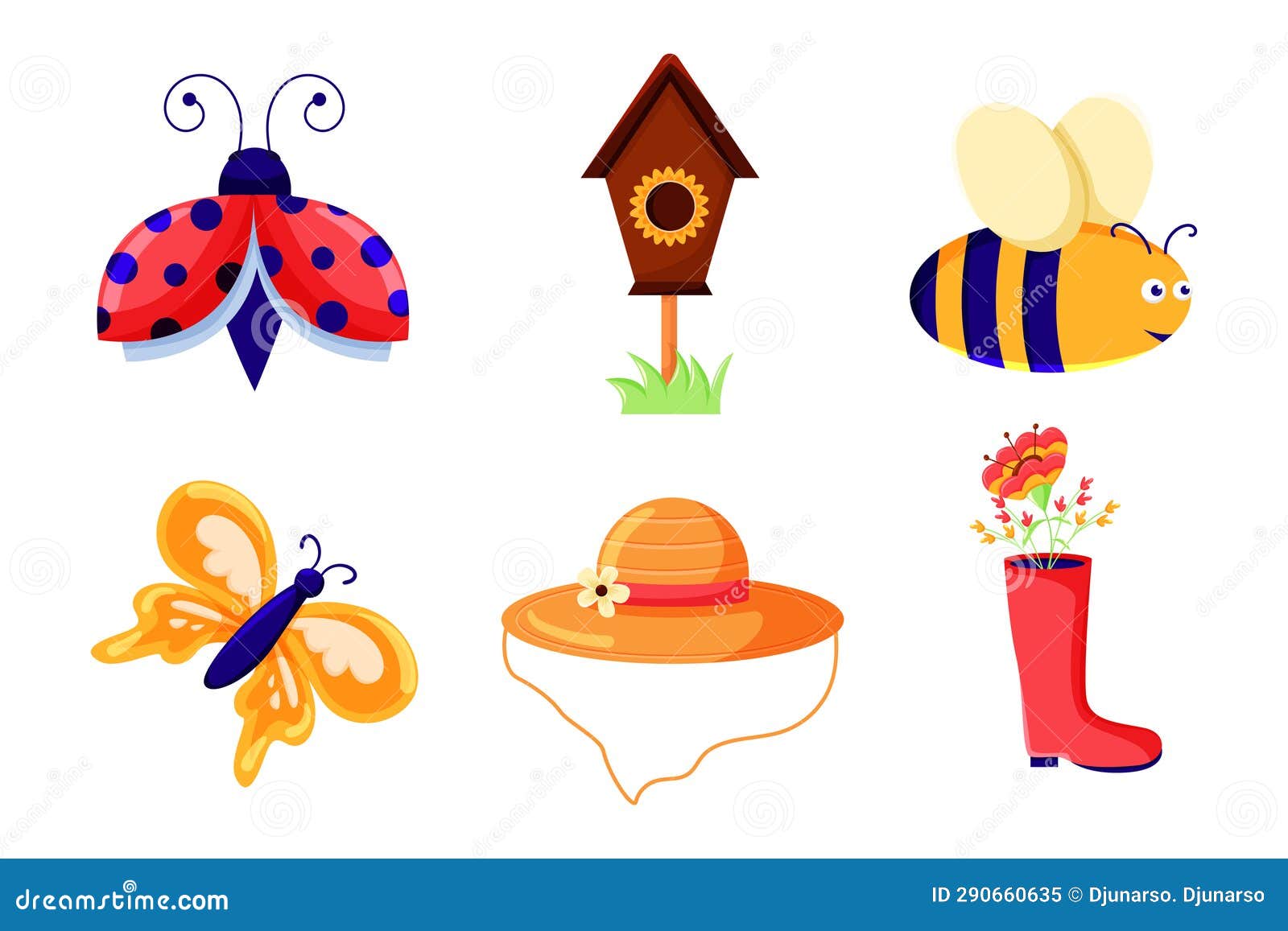 Set Collection of Spring Element Stock Vector - Illustration of floral ...