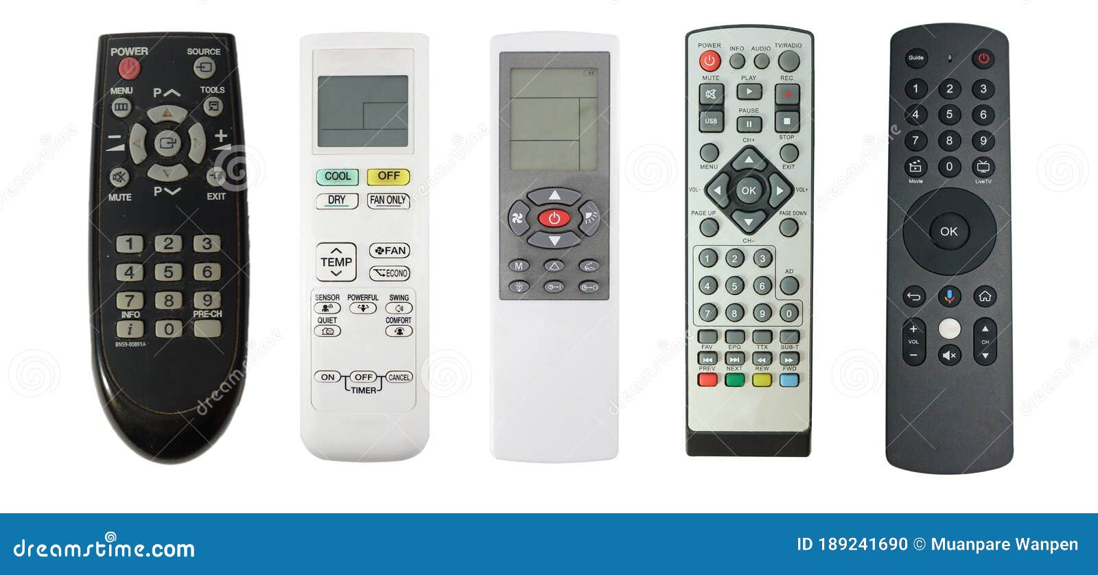 Set and Collection Television and Air Conditioning Remote Control ...