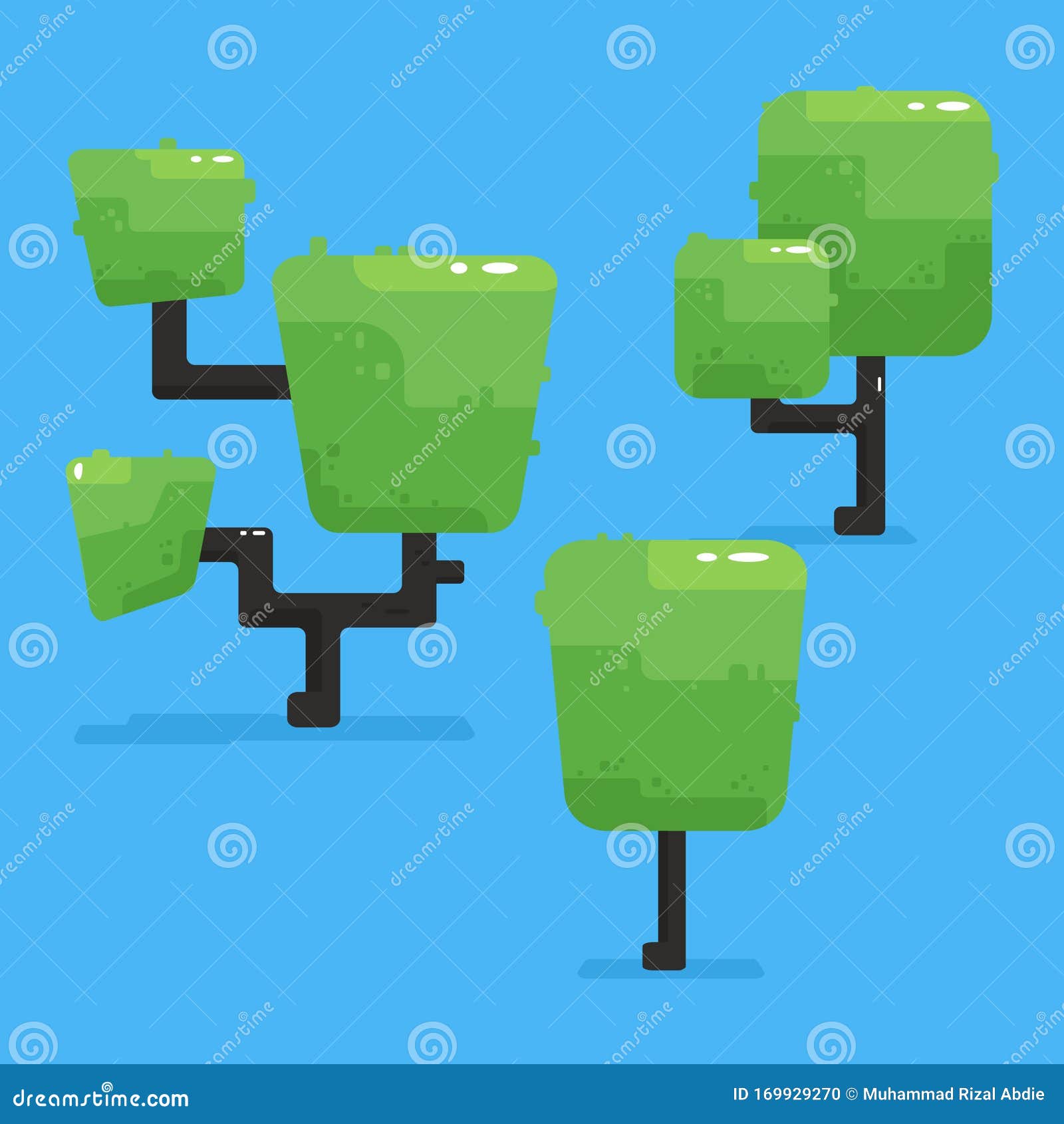 Set Collection of Trees in Flat Rounded Fun Sleek and Smooth Stock ...