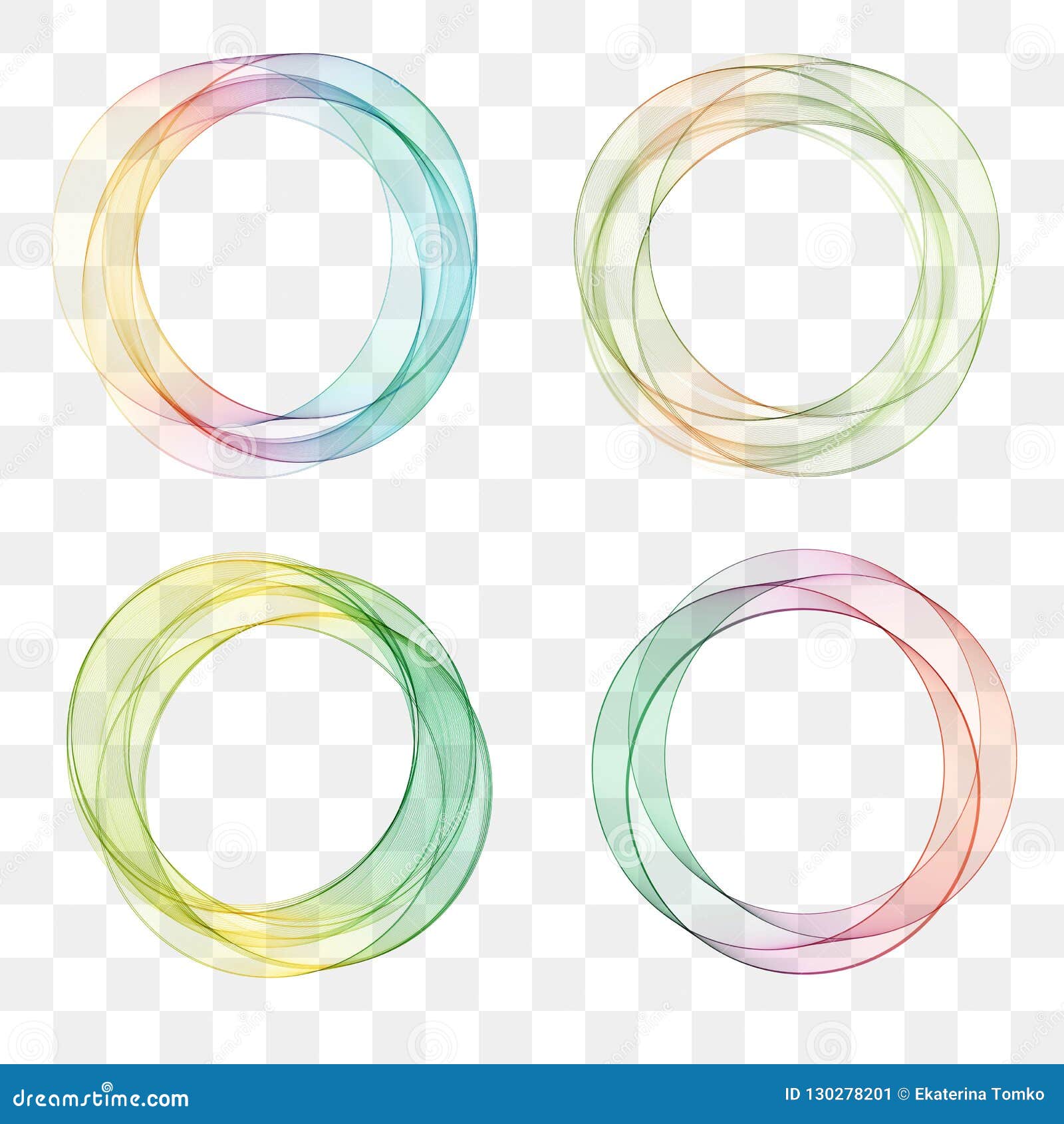 Set Collection of Trendy Multicolored Overlapping Transparent Circle ...