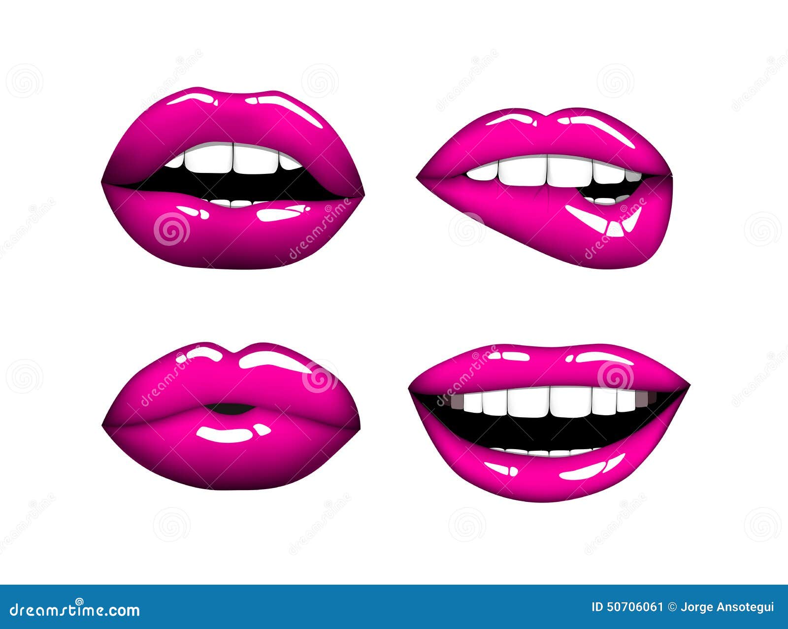Set Or Collection Of Various Type Of Pink Lips Stock Vector