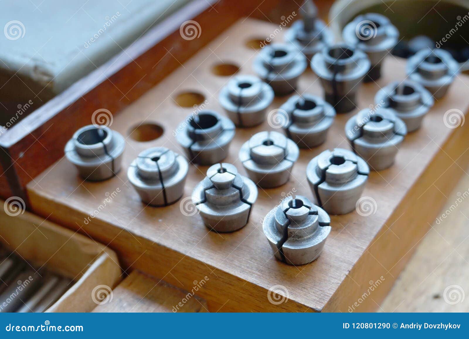 Set of Collets of Different Diameters for Metal Working Stock Photo ...