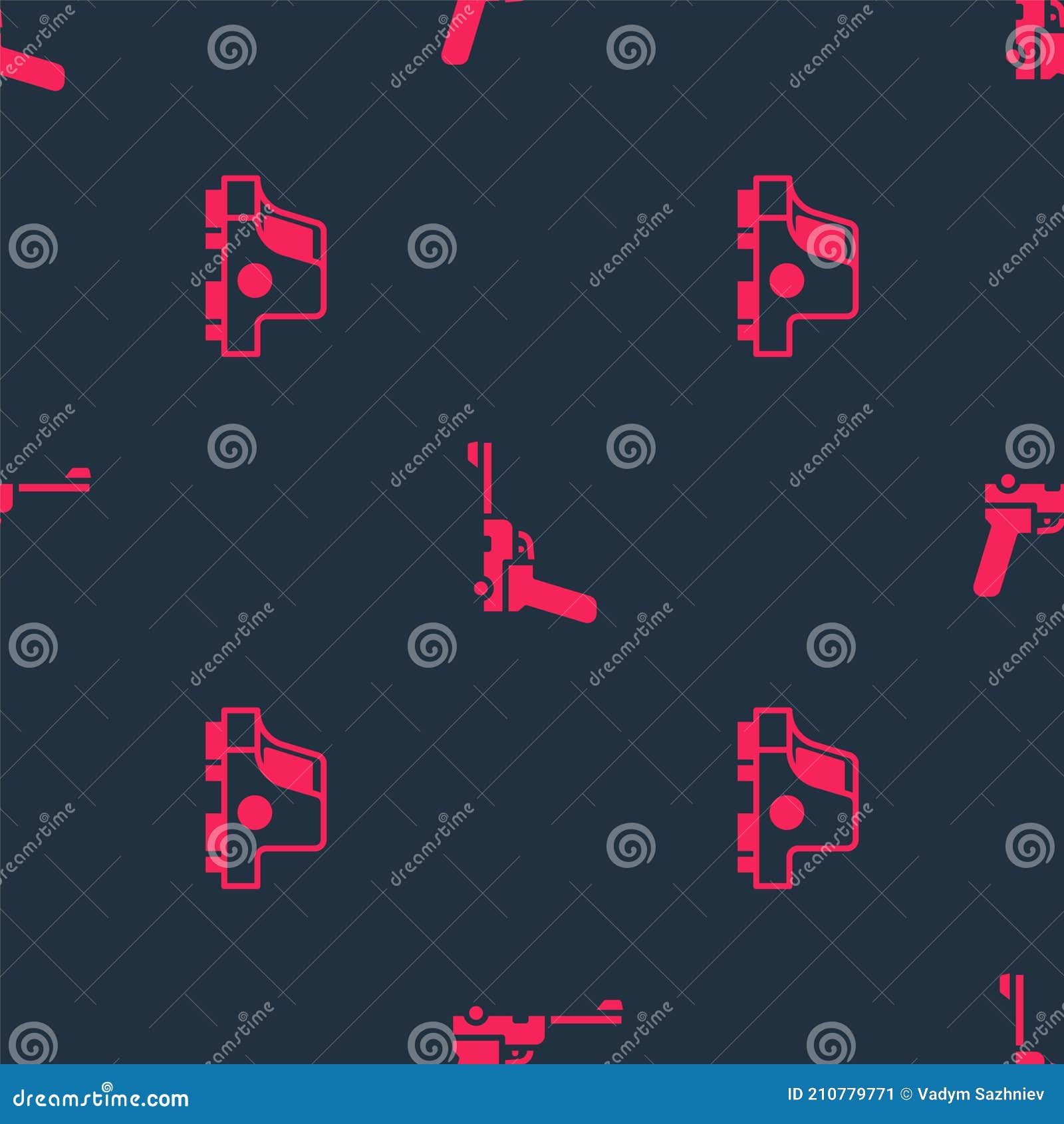 Set Collimator Sight and Mauser Gun on Seamless Pattern. Vector Stock ...