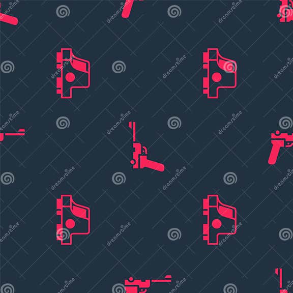 Set Collimator Sight and Mauser Gun on Seamless Pattern. Vector Stock ...