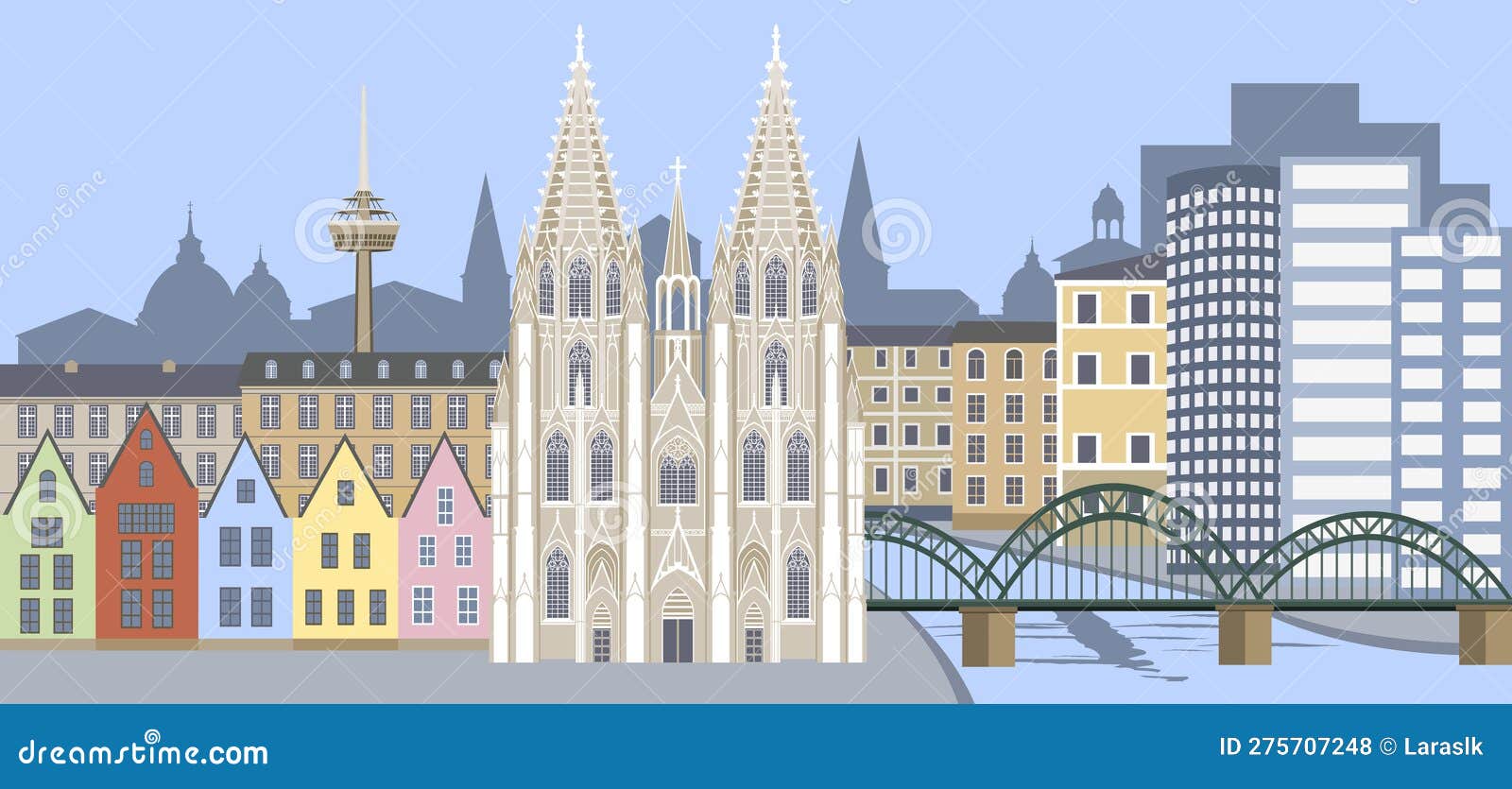 Set of Cologne landmarks stock vector. Illustration of gothic - 275707248