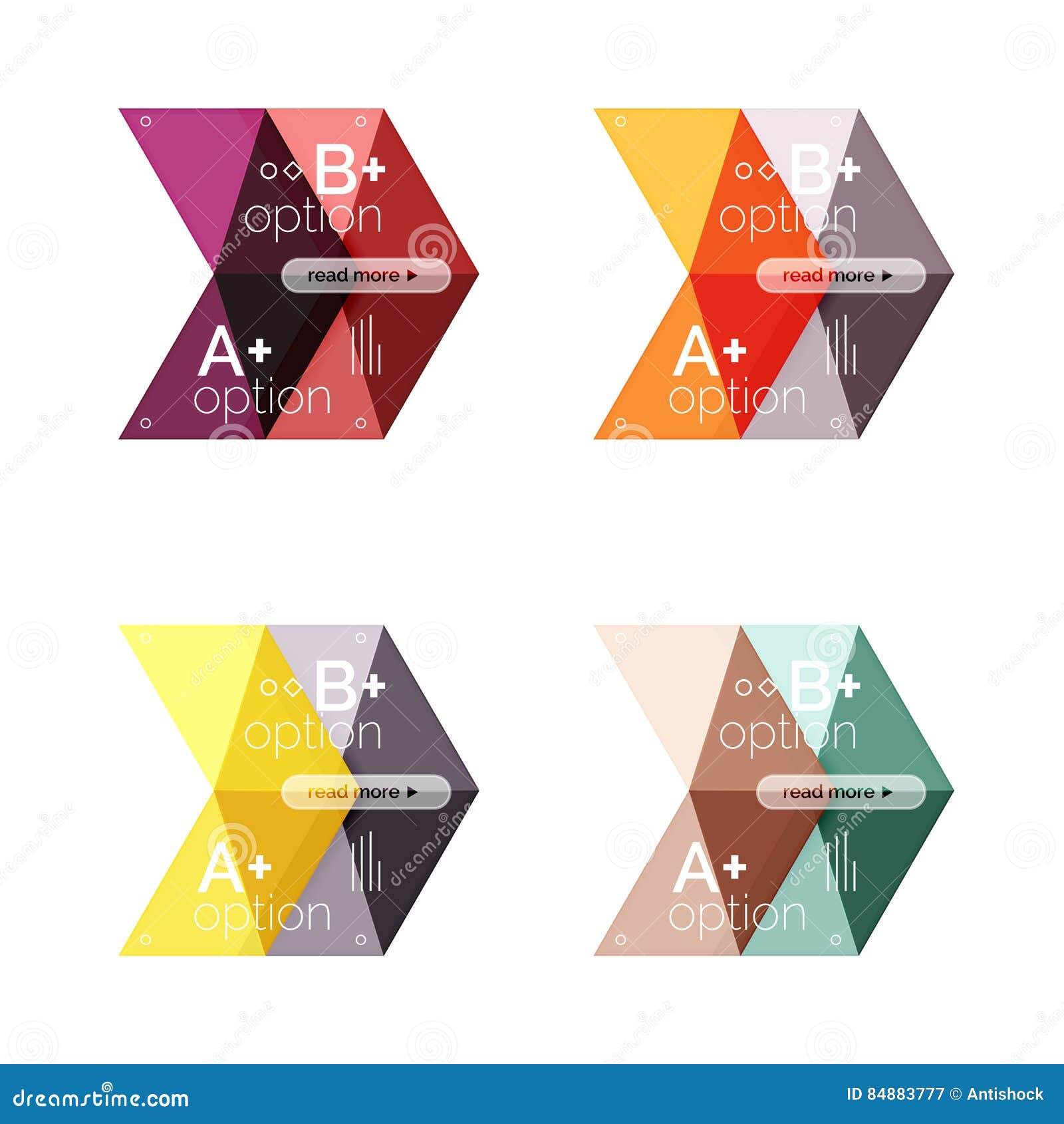 Set of Color Abstract Arrow Option Infographic Templates Stock Vector ...
