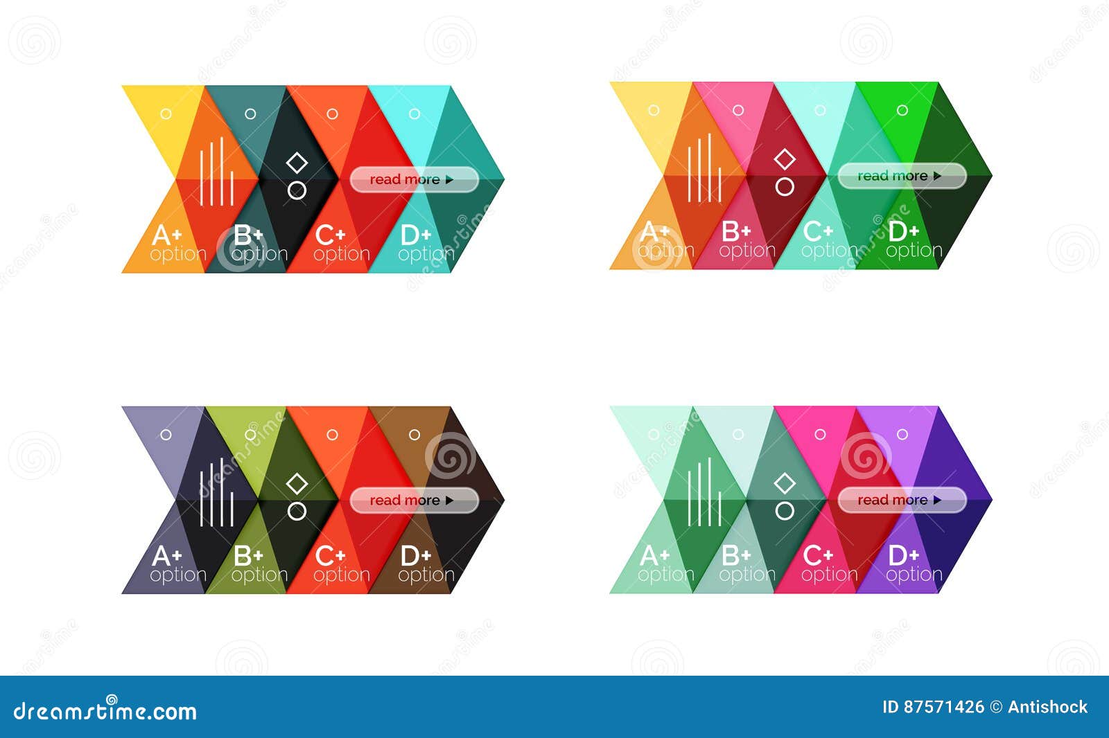 Set of Color Abstract Arrow Option Infographic Templates Stock Vector ...