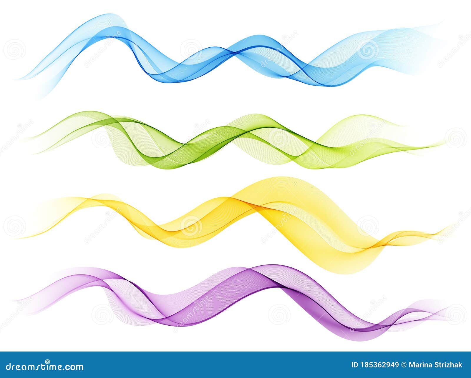 Set of Color Abstract Wave Design Element Stock Vector - Illustration ...