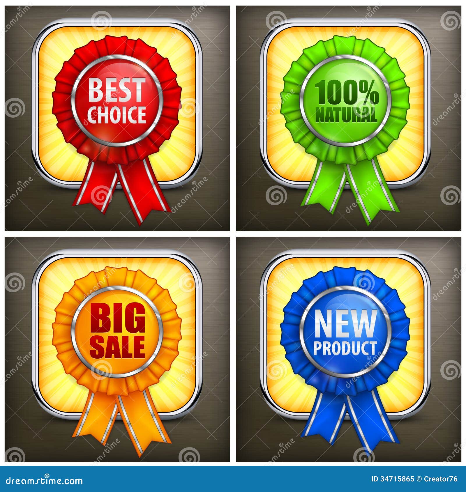 Set of Color Award Labels on Black Stock Vector - Illustration of ...