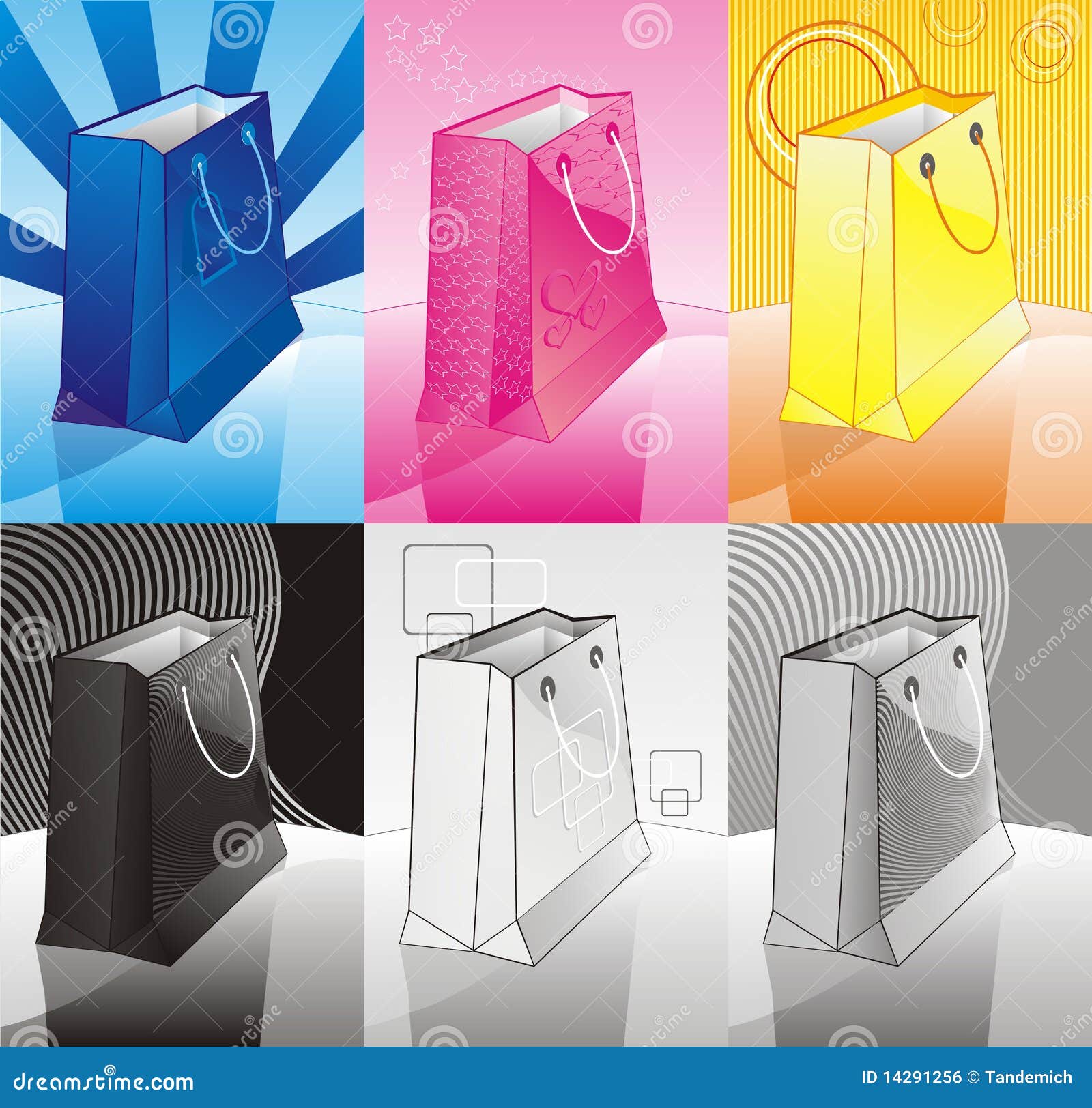 Set of color bags stock illustration. Illustration of handles - 14291256