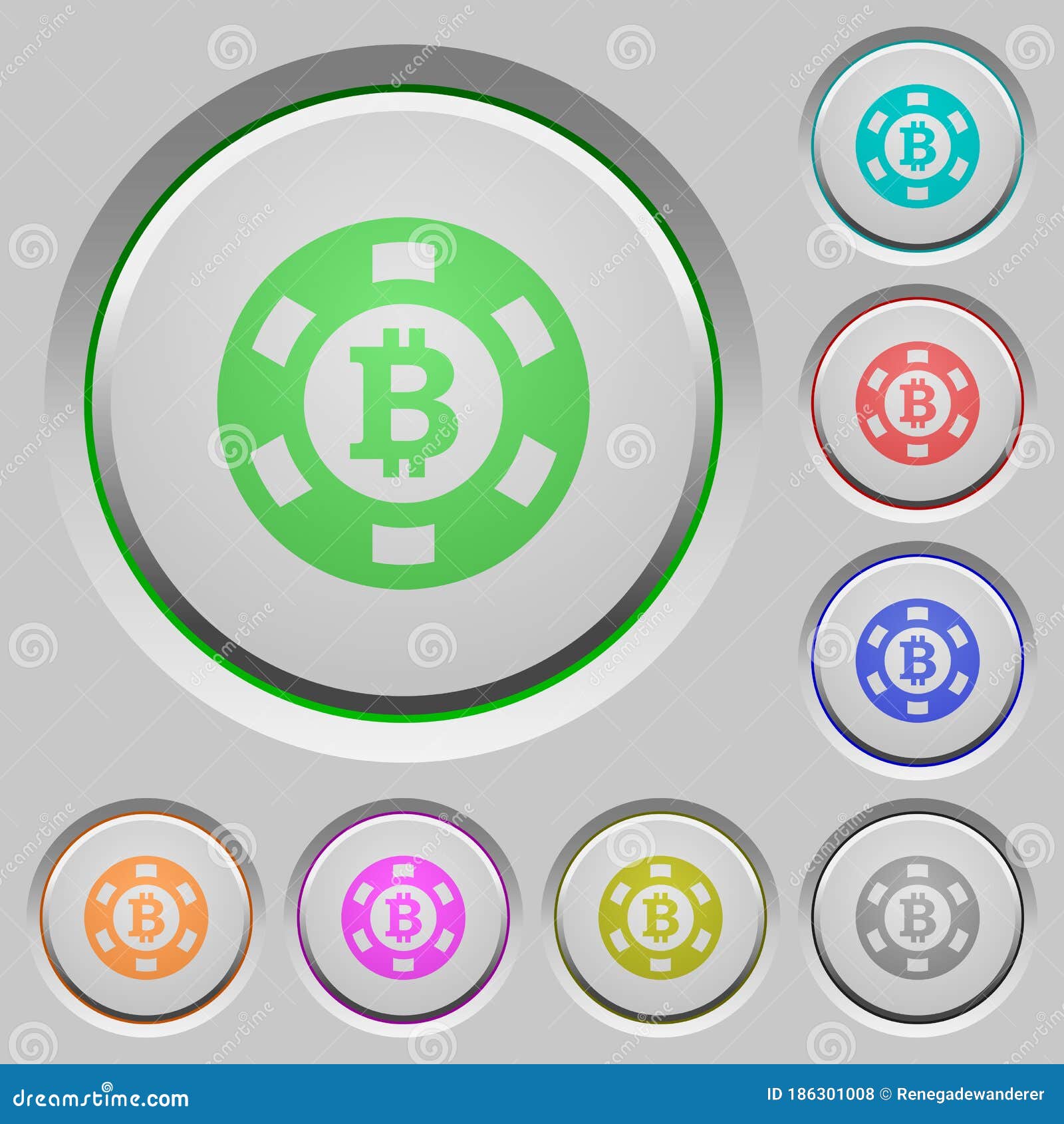 Bitcoin Casino Chip Push Buttons Stock Vector - Illustration of ...