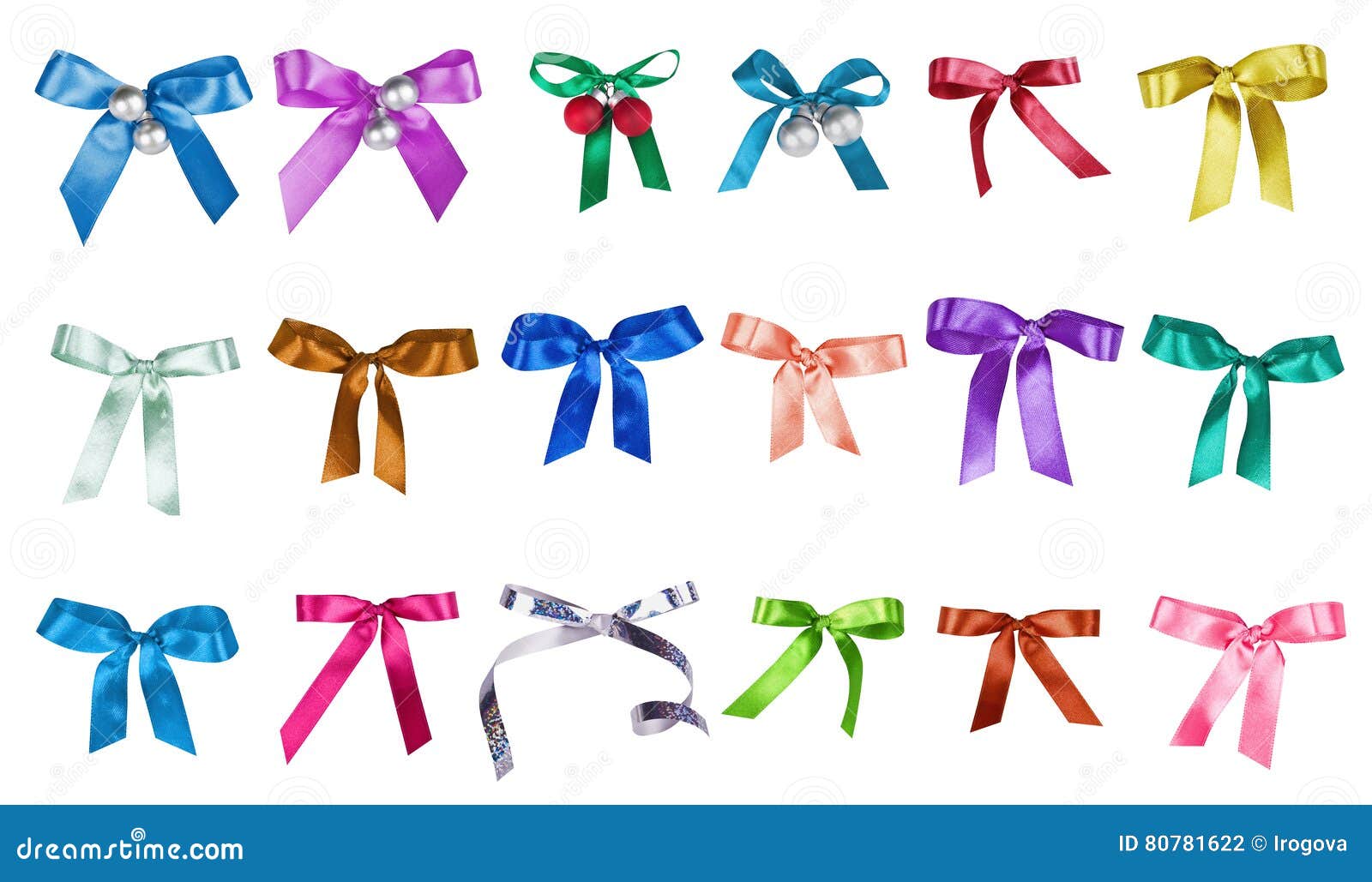 Set of Color Bows Isolated on the White Stock Photo - Image of curves ...