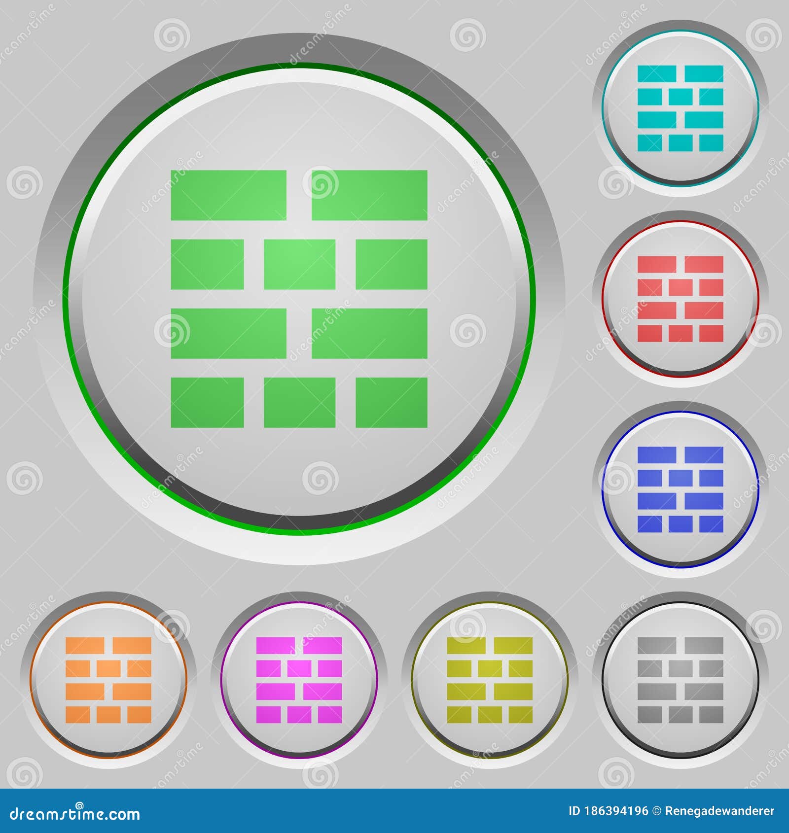 Brick wall push buttons stock vector. Illustration of gray - 186394196