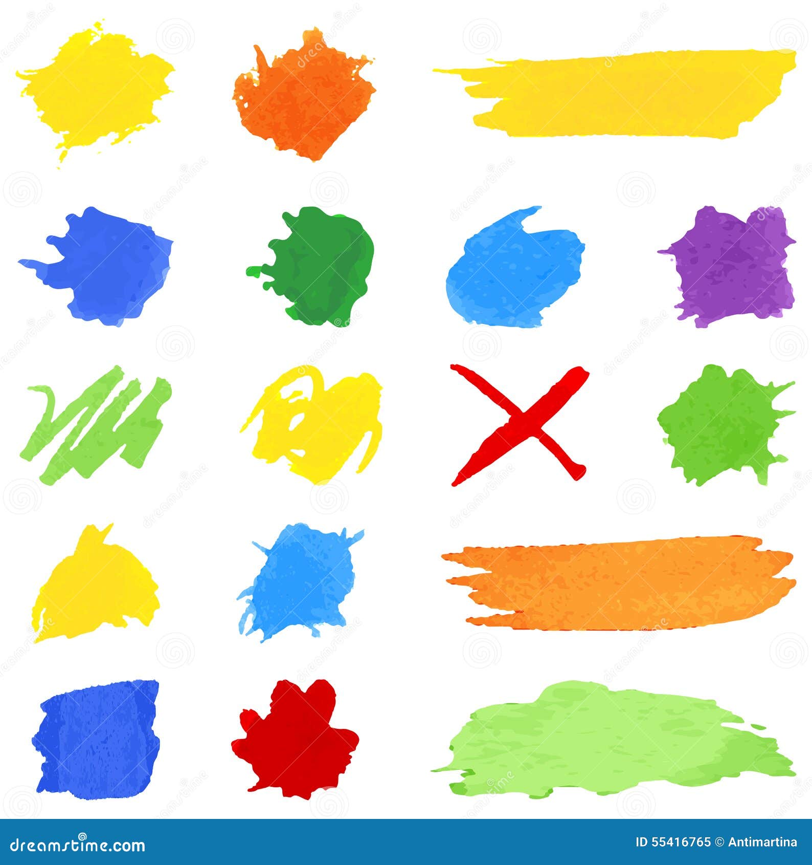 Set of Color Brushstrokes on White Stock Vector - Illustration of ...