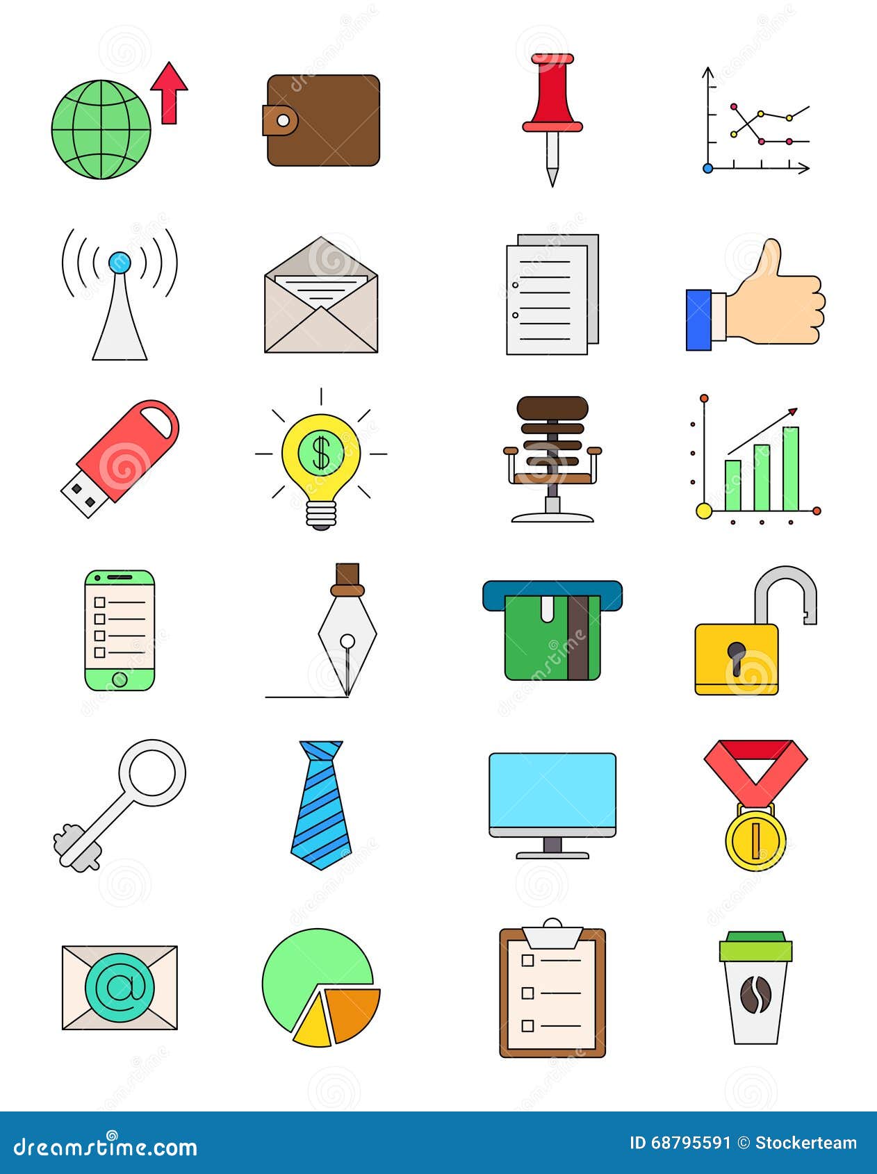 Set of Color Business Icons Stock Vector - Illustration of money ...