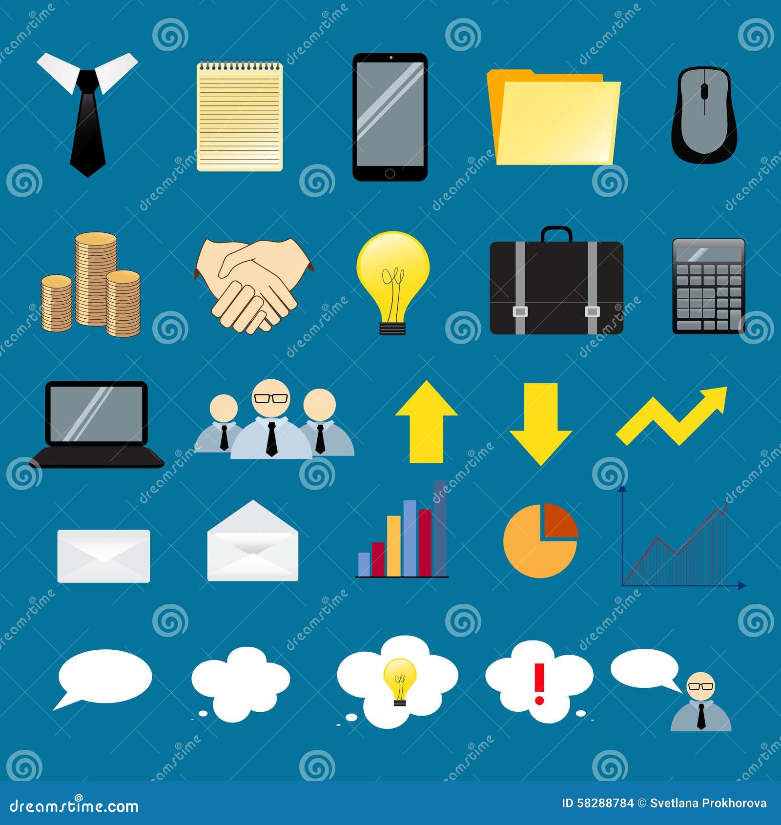 Set of Color Business Icons Stock Vector - Illustration of organization ...