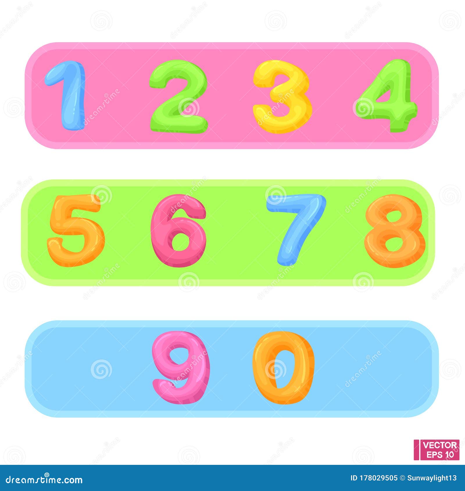 Set of Color Cartoon Numbers Stock Illustration - Illustration of text ...