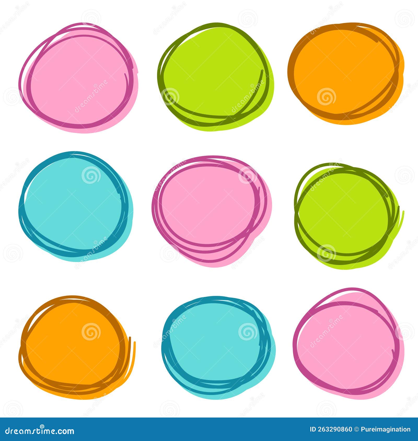 Set of Color Circle Line Sketch Stock Vector - Illustration of element ...
