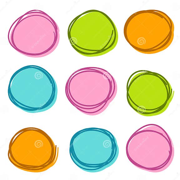 Set of Color Circle Line Sketch Stock Vector - Illustration of element ...