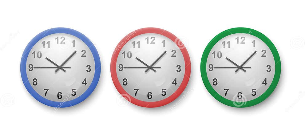 Set of Color Clocks, Vector Illustration. Stock Vector - Illustration ...