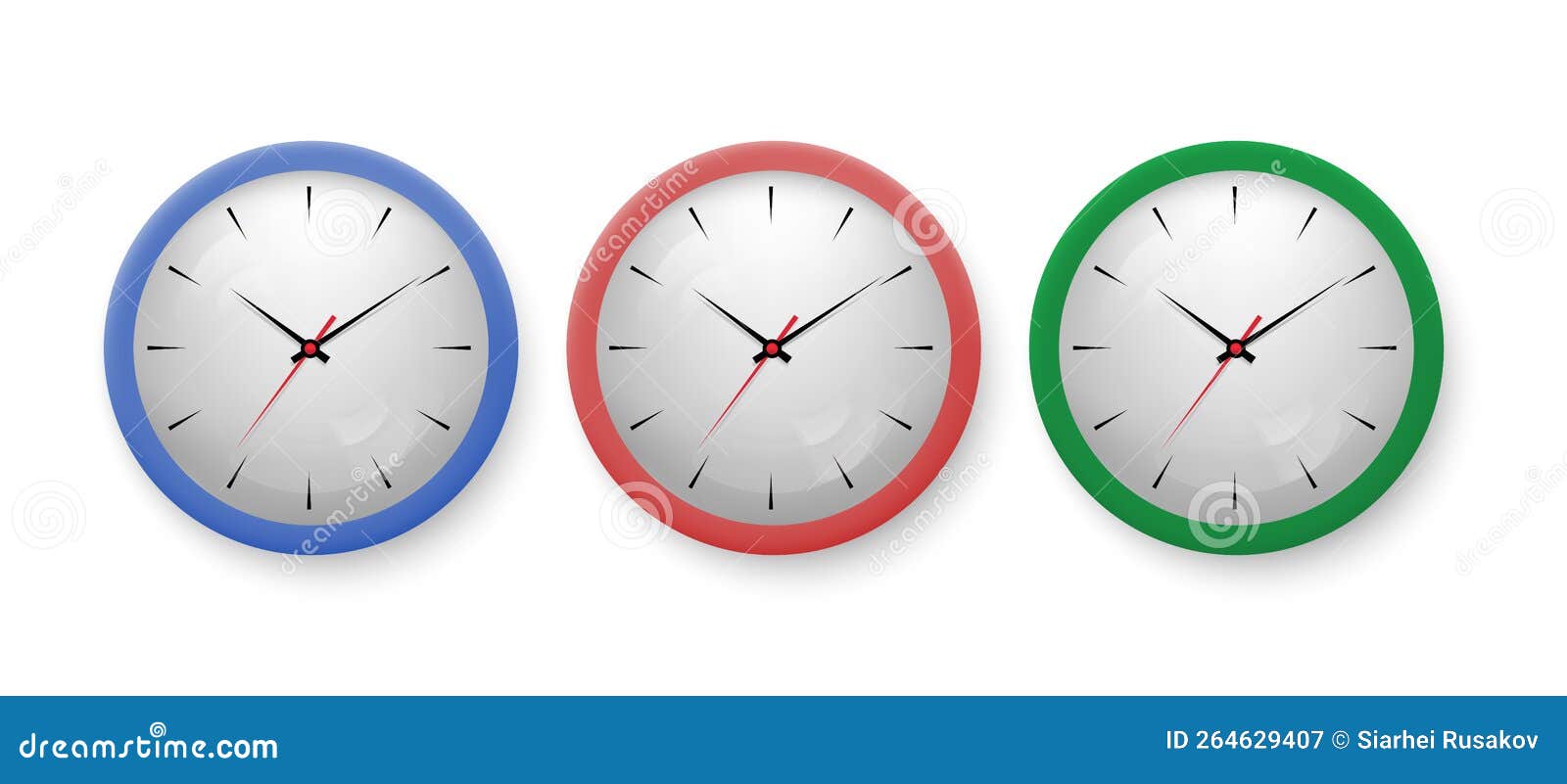 Set of Color Clocks, Vector Illustration. Stock Vector - Illustration ...
