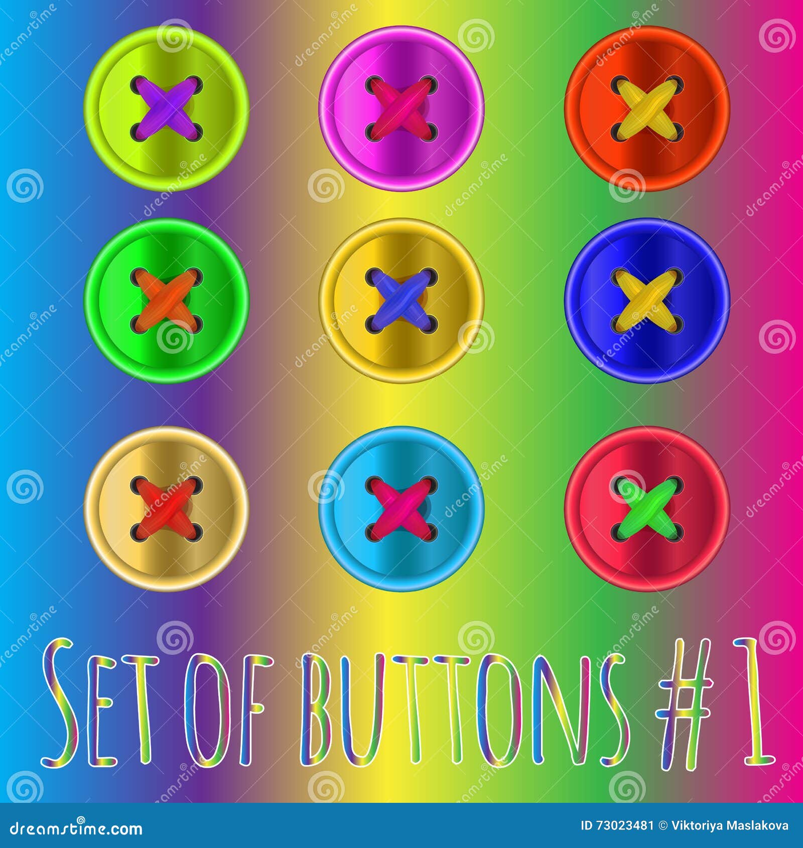 Set of 9 Color Clothing Buttons. Sewing Buttons Set for Patchwork Stock ...