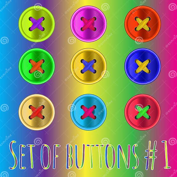 Set of 9 Color Clothing Buttons. Sewing Buttons Set for Patchwork Stock ...