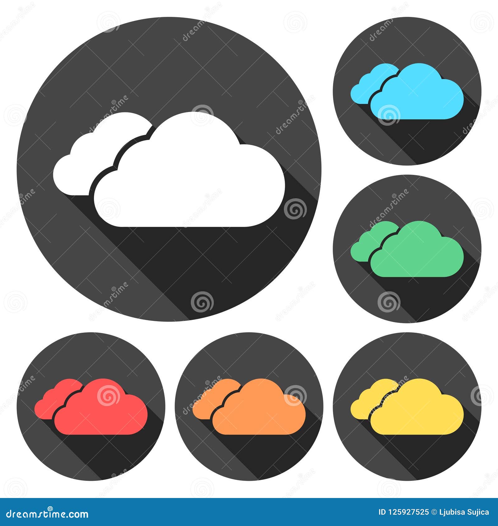 Set of color cloud icons stock vector. Illustration of climate - 125927525