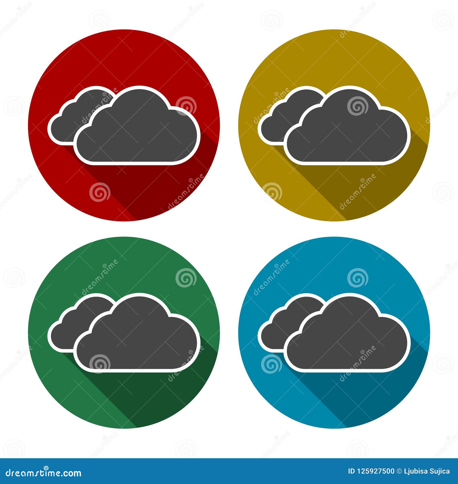 Set of color cloud icons stock vector. Illustration of lightning ...