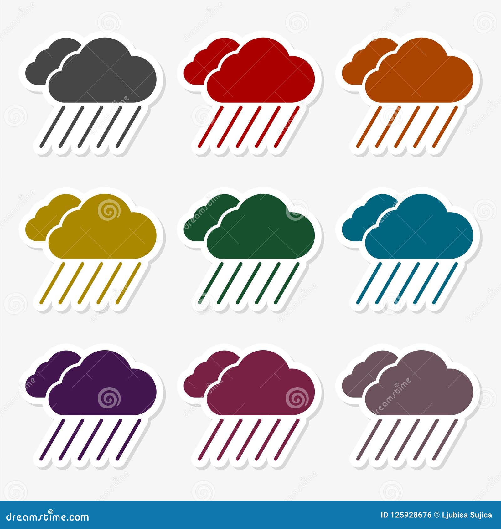 Set of color cloud icons stock vector. Illustration of season - 125928676