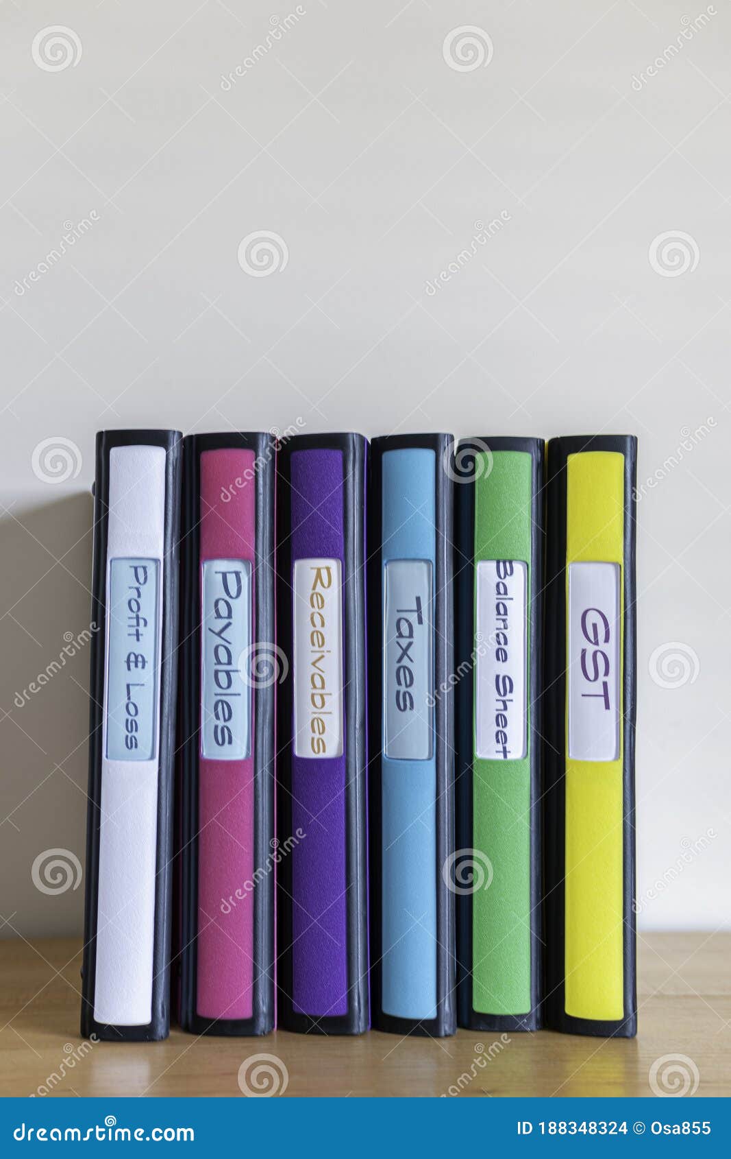 Set of Color Coded Files and Binders Used by Bookkeeper and Accountant ...