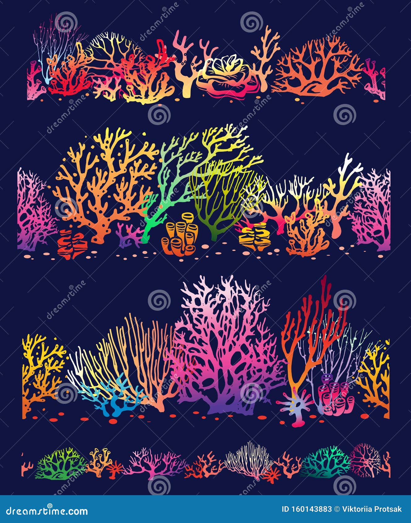 Set of Color Corals Borders Seamless Patterns Stock Vector ...