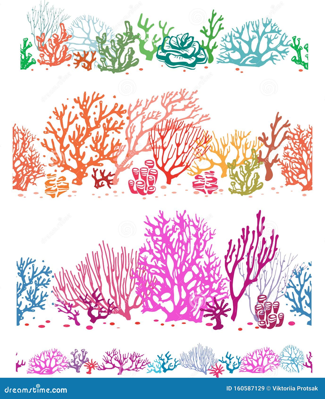 Set of Color Corals Borders Seamless Patterns Stock Vector ...