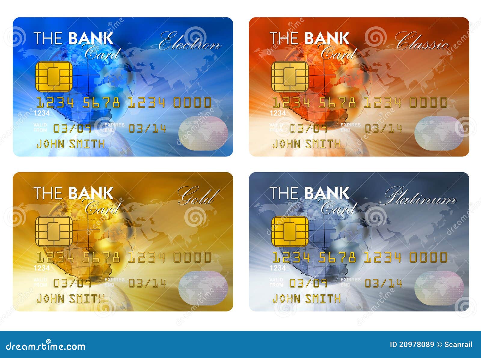 Set of color credit cards stock illustration. Illustration of object ...