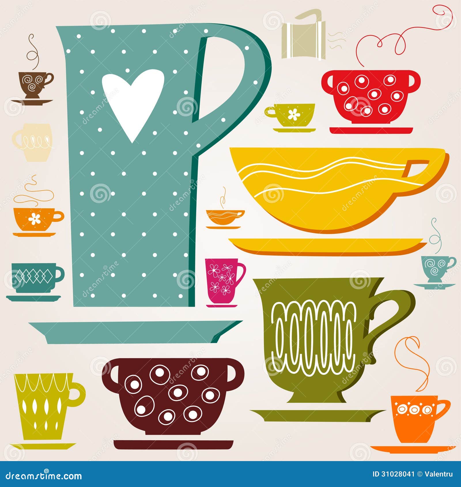 Set of Color Cup. Wallpaper. Stock Vector - Illustration of soup ...