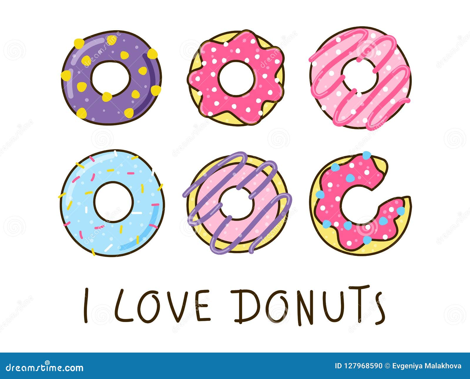 Set of Color Donuts Isolated Stock Vector - Illustration of bakery ...