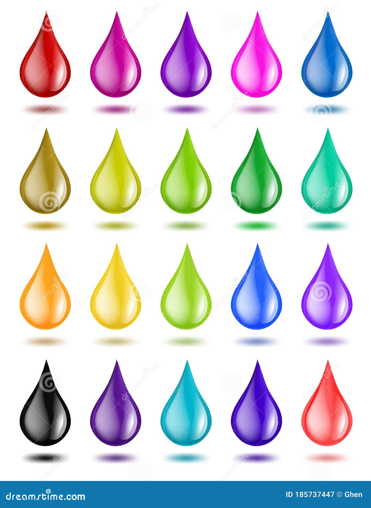 Set of Color Drops on White. Vector Illustration Stock Vector ...