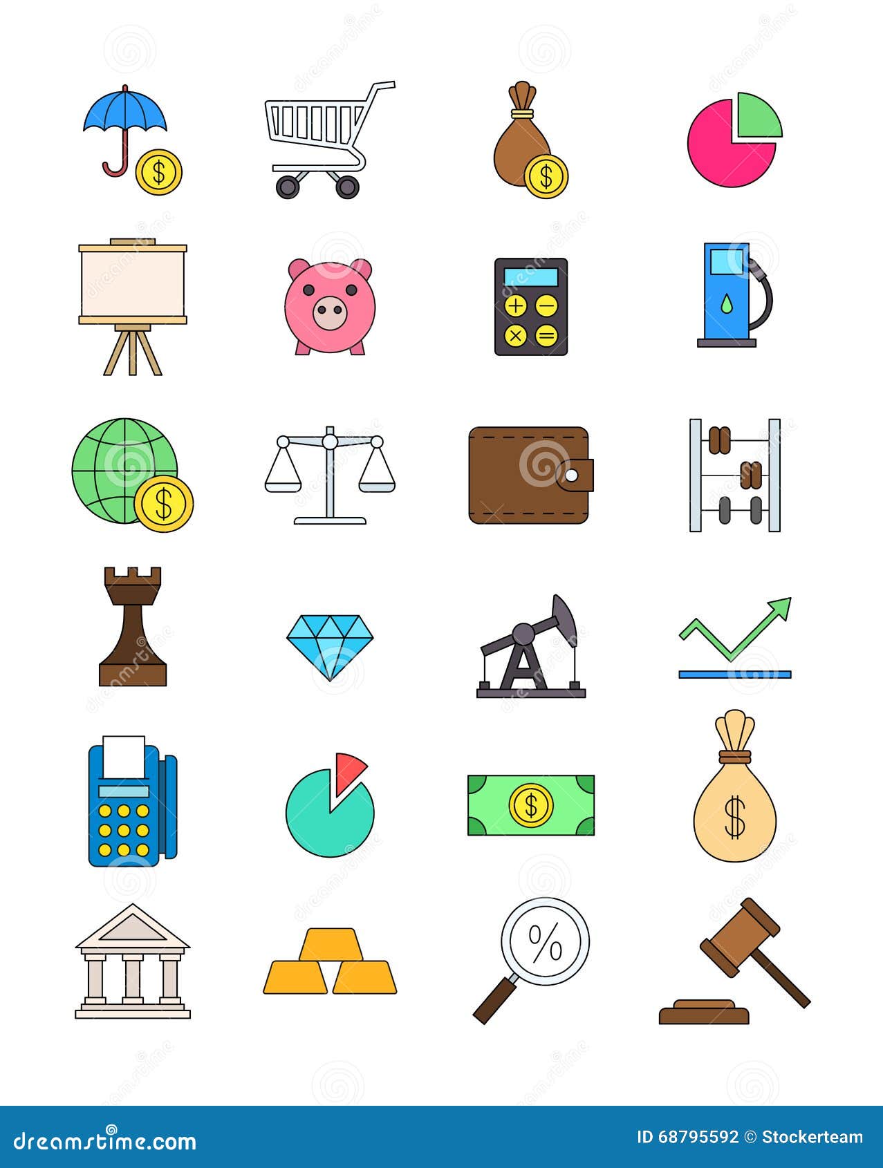 Set of color economy icons stock vector. Illustration of design - 68795592
