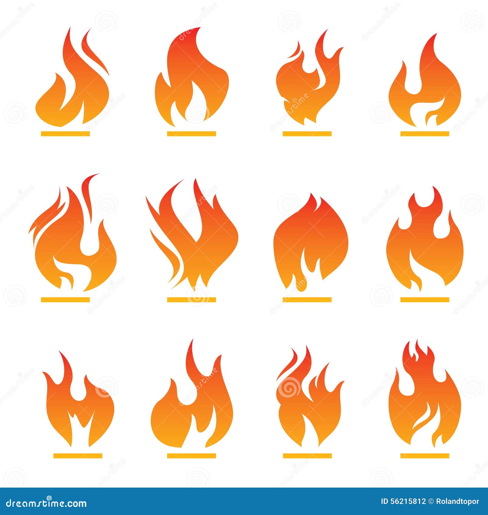 Set of color fire icon stock vector. Illustration of abstract - 56215812