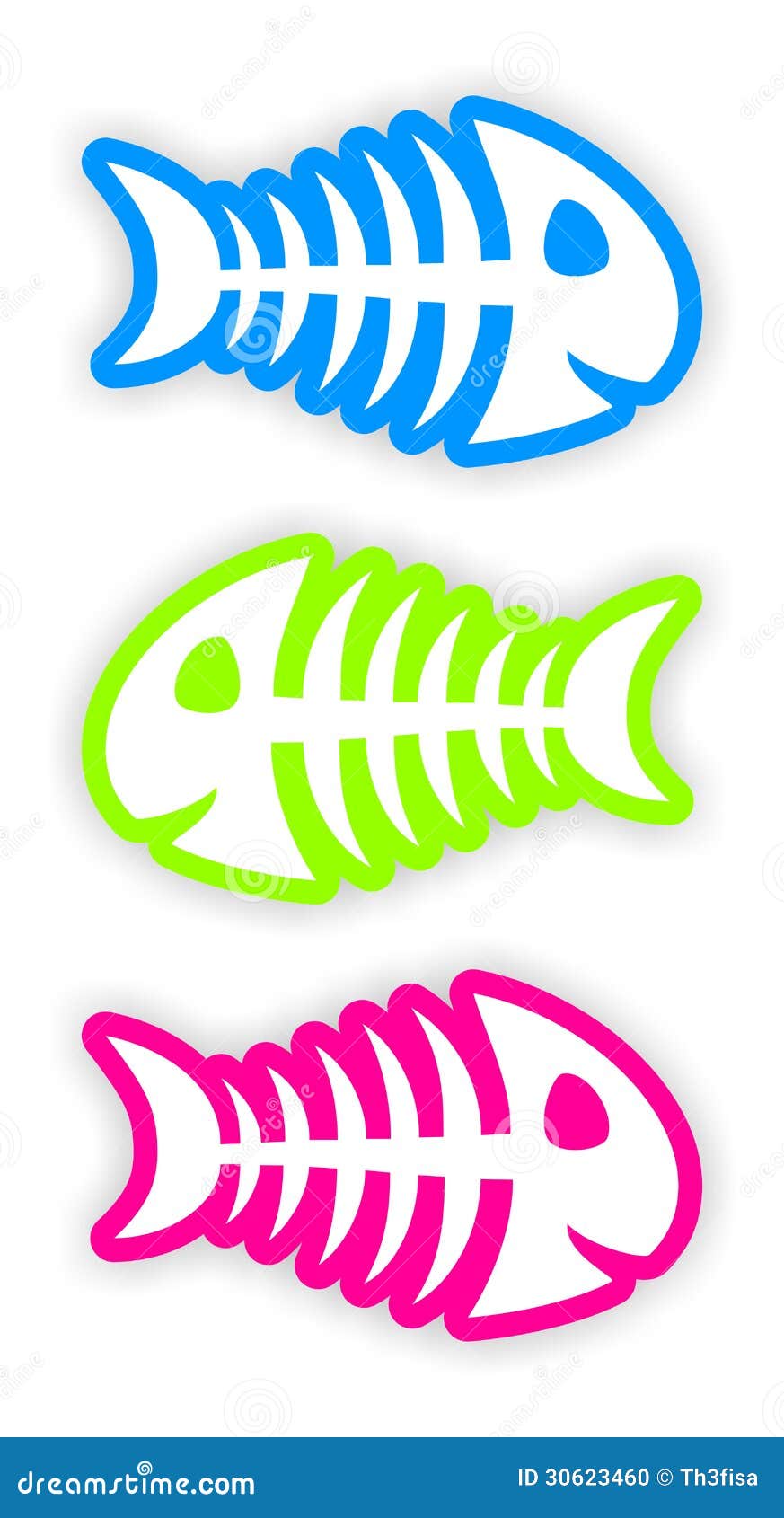 Set of Color Fish Bone Stickers Stock Illustration - Illustration of ...
