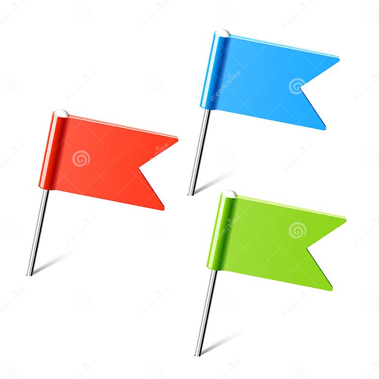 Set of color flag pins stock vector. Illustration of pennant - 14384911